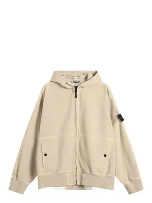 Stone Island Panama Cotton Old Effect Hooded Jacket - Desert