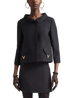 Valentino Garavani V-detail Crepe Couture Jacket - Black