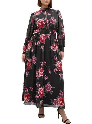 City Chic Alexandra Floral Maxi Dress - Rosa Floral