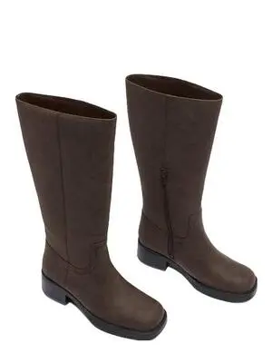 THERAPY AUSTRALIA Fever Square Toe Tall Boots - Chocolate Pu