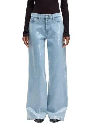 7 For All Mankind Seven7 Sequin Wide Leg Jeans - Shimmer