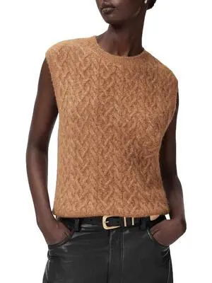 ALLSAINTS Sirius Cable Alpaca Blend Sweater Vest - Rattan Brown