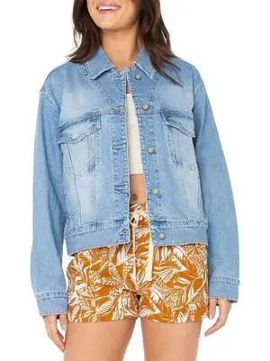 ROXY Embroidered Denim Trucker Jacket