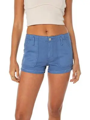 Roxy Lil Sunshine High-Waisted Cuffed Shorts Blue Horizon