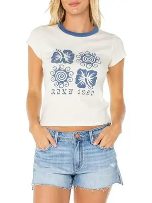Roxy Hibiscus Swirl 90s Baby Tee - Cloud Dancer