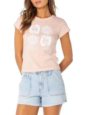 Roxy Hibiscus Swirl 90s Baby Tee - Tropical Peach