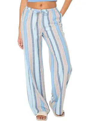 Roxy Iyla Stripe Drawstring Waist Pants Silver Lake
