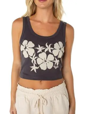 Roxy Hibiscus Print Crop Top - Phantom
