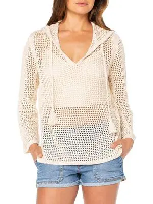 Roxy Open Stitch Hooded Tunic - Parchment