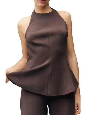 Mango Peplum Halter Top Brown