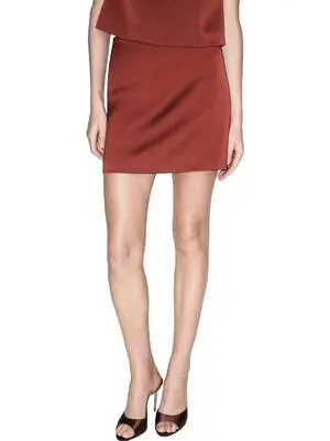 Mango Satin Mini Skirt Russet