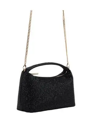 Mango Small Rhinestone Handbag Black