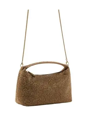 Mango Small Rhinestone Handbag - Ochre