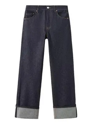 Mango Cuffed Straight Leg Jeans - Open Blue