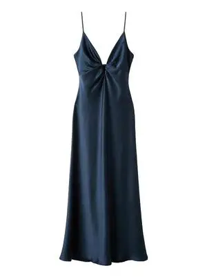 Mango Victory Hammered Satin Slipdress Night Blue