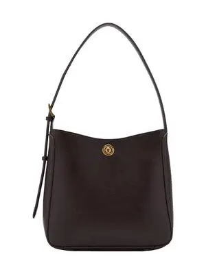 Mango Medium Faux Leather Bucket Bag - Chocolate