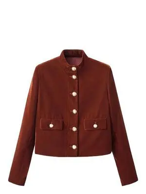 Mango Velvet Jacket - Burnt Orange
