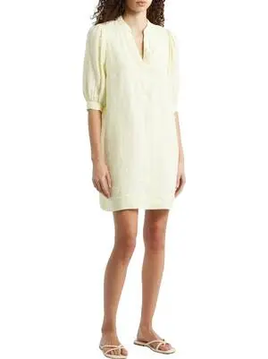 Lilly Pulitzer® Mialeigh Linen Popover Dress - Limoncello X Resort White