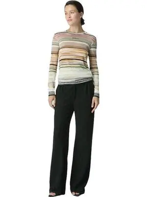 Missoni Striped Flame Viscose Crewneck Sweater - Green& Brown