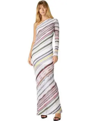 Missoni One-shoulder Long Dress In Viscose And Cotton - Multicoloured