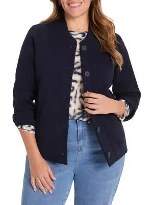NIC+ZOE Knit Bomber Jacket - Dark Indigo