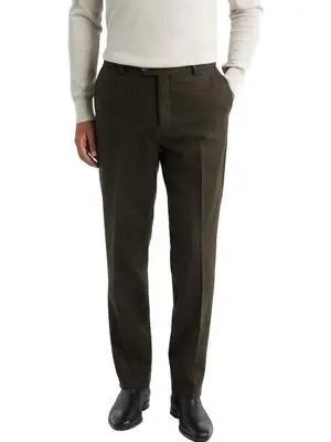 BERLE Lambswool & Cashmere Donegal Tweed Dress Pants