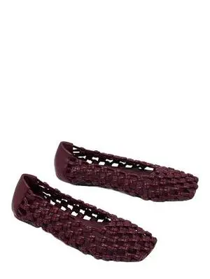 THERAPY AUSTRALIA Genesis Square Toe Woven Flats - Bordeaux Smooth Pu