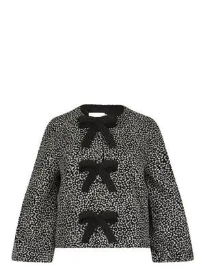 Anne Fontaine Floral Jacquard Cropped Jacket - Black