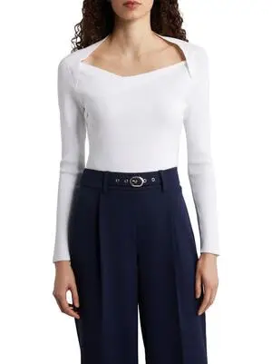 Elie Tahari Queen Anne Neck Top - Sky White