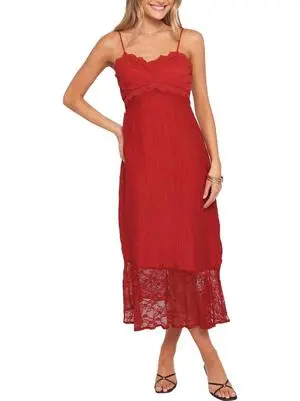 PETAL & PUP Lace Sleeveless Maxi Dress - Red