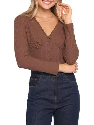 PETAL & PUP Leslie Knit Crop Top - Chocolate