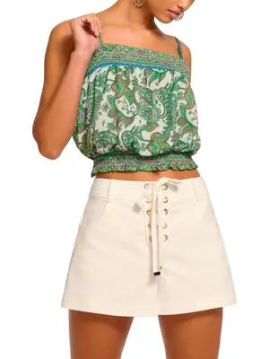 Ramy Brook Miley Paisley Crop Camisole - Bright Palm Patchwork