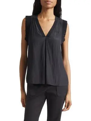 Ramy Brook Zandra Ruffle Trim Top - Black