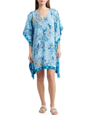 LILLY PULITZER® Floral Silk Caftan - Bellevue Blue Breakers