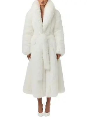 NAKED WARDROBE Faux Fur Coat With Shawl Collar