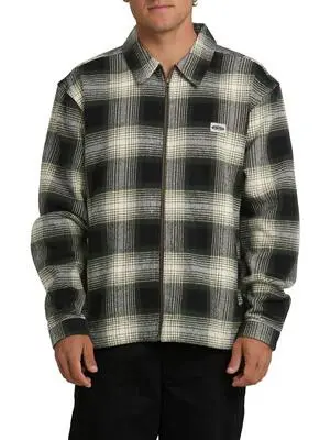 BILLABONG Boxy Fit Gradient Check Zip-up Shacket - Black
