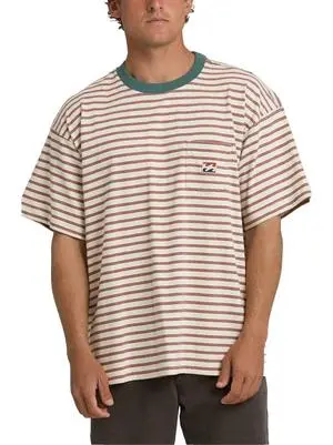 BILLABONG Baxter Oversize Stripe Pocket T-shirt - Oatmeal