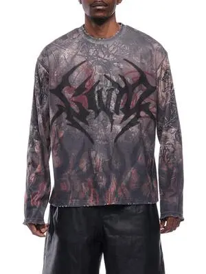ROLLING LOUD Gothic Flame Long Sleeve Thermal T-shirt - Camo