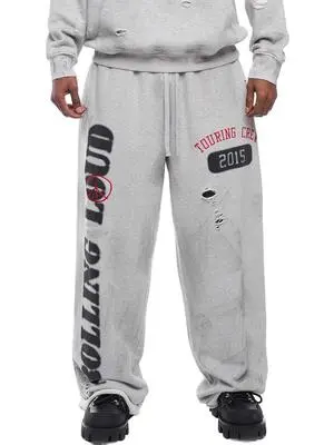 ROLLING LOUD Rl Touring Crew Distressed Sweatpants - Heather Gray