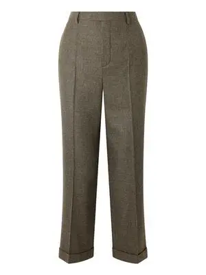 Loro Piana Louis Cropped Wool And Cashmere-blend Pants - Brown