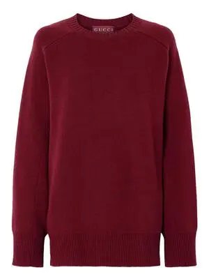 Gucci Embroidered Wool And Cashmere-blend Sweater - Red