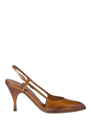 Miu Miu Leather Slingback Pumps - Brown