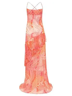DONDE ESTEBAN Sheer Lace Maxi Dress - Pink