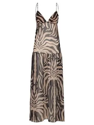 Johanna Ortiz Georgette Zea Palm Maxi Dress - Black