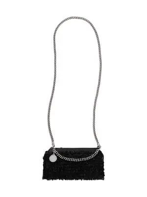 Stella McCartney Falabella Sequin-embellished Satin Shoulder Bag - Black