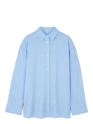 Loewe Wool And Silk-blend Twill Shirt - Blue