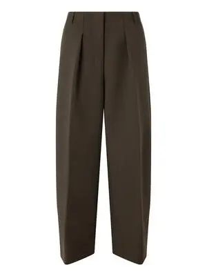 Jacquemus The Ovalo Pleated Crepe Pants - Green