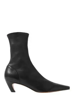 Khaite Arizona Leather Ankle Boots Black