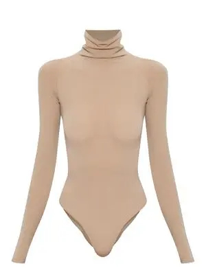 Alaïa Turtleneck Bodysuit - Beige