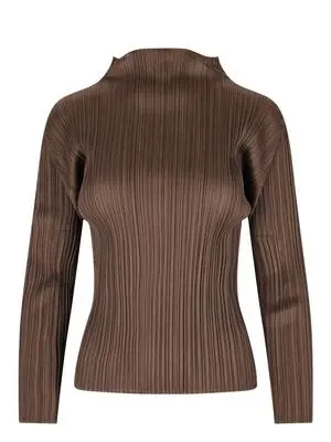 PLEATS PLEASE Pleated Top - Brown